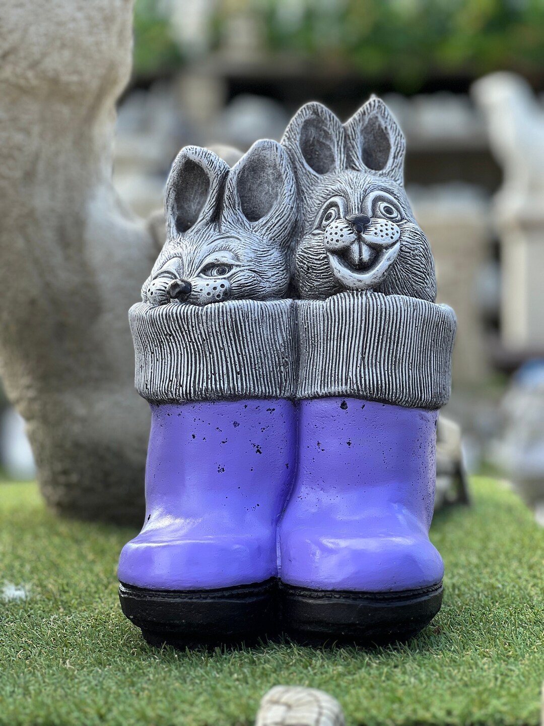 Stone Pair of Rabbits in Boots Sculpture Cute Bunnies Statue - Etsy