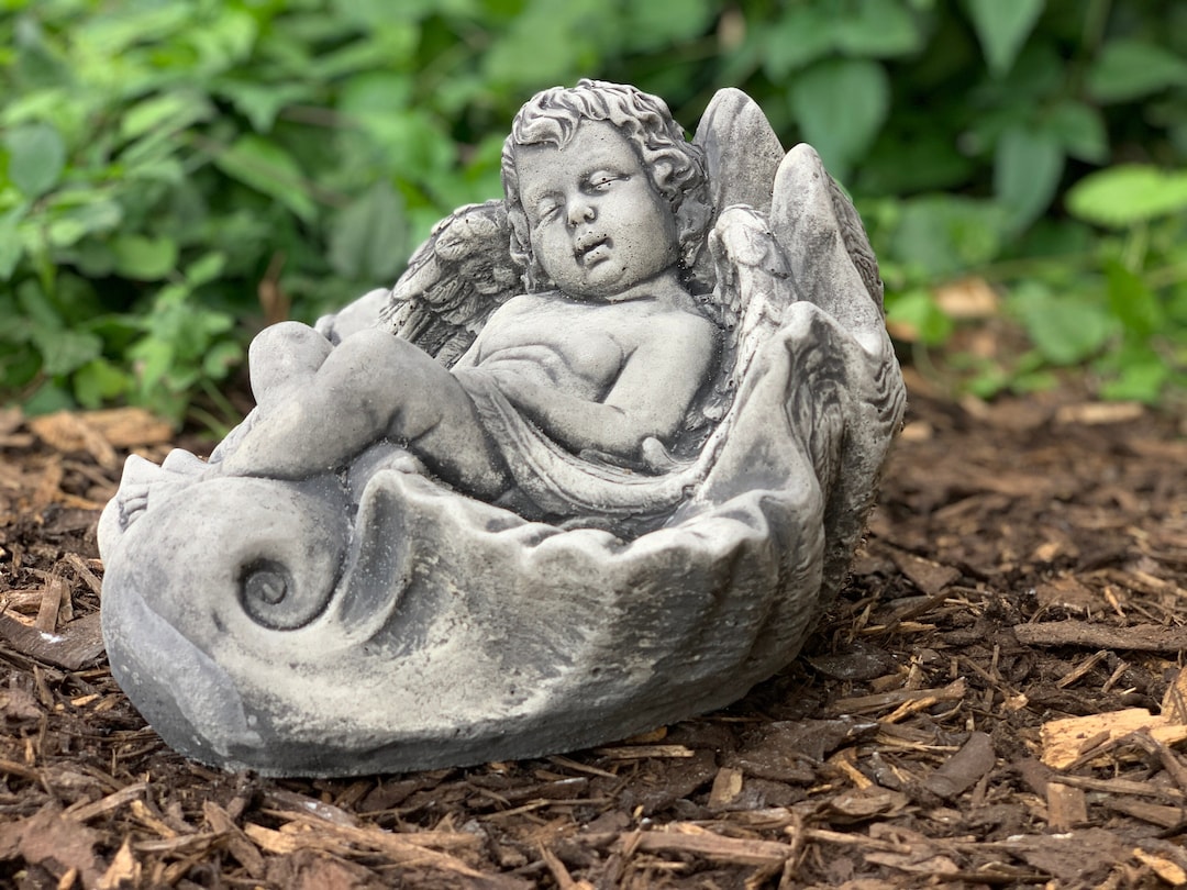 Baby Angel Sculpture Concrete Angel Statue Stone Memorial Child Decor ...