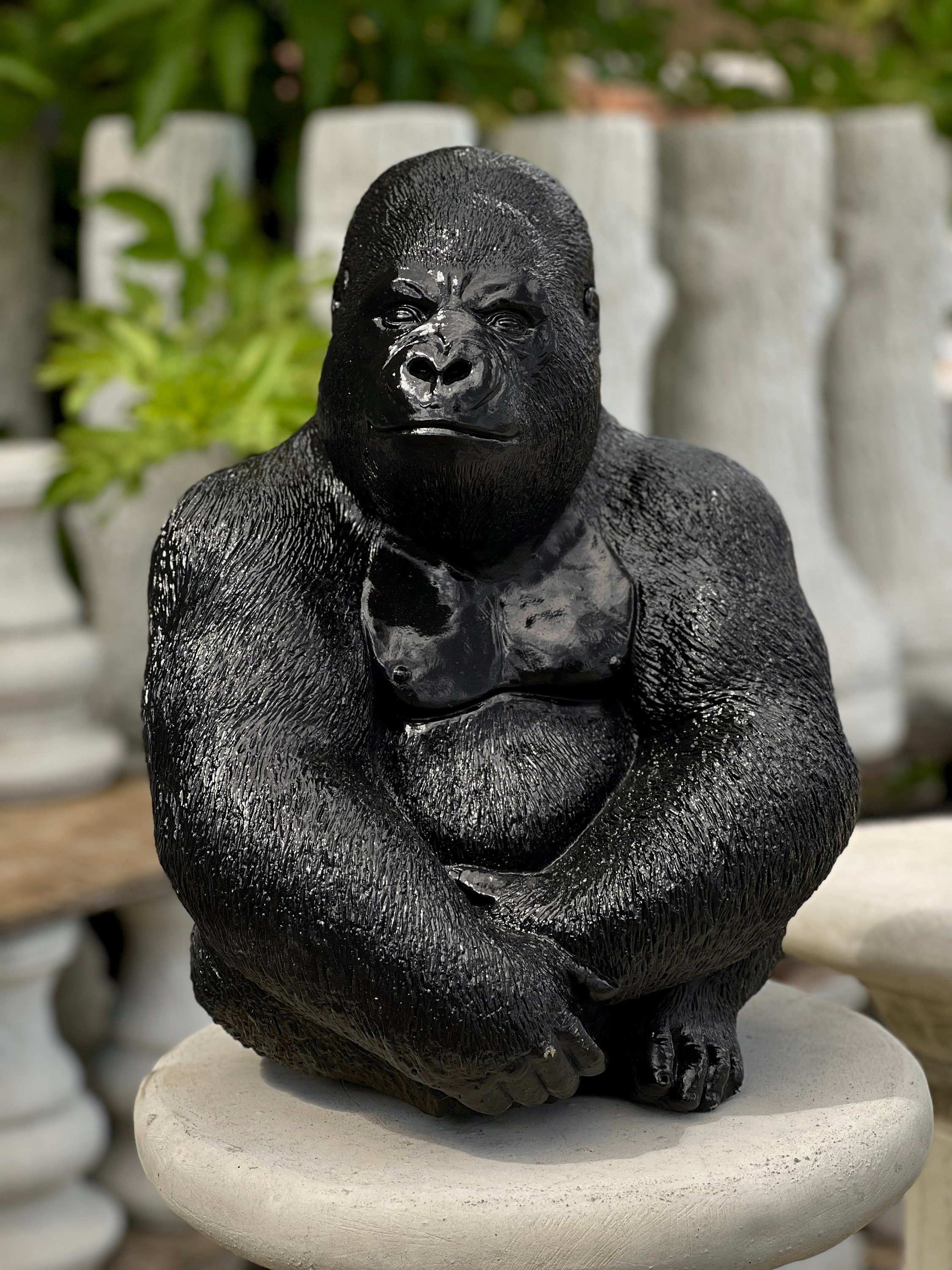 Cement Strict Gorilla for Your Garden Concrete Monkey Figurine - Etsy