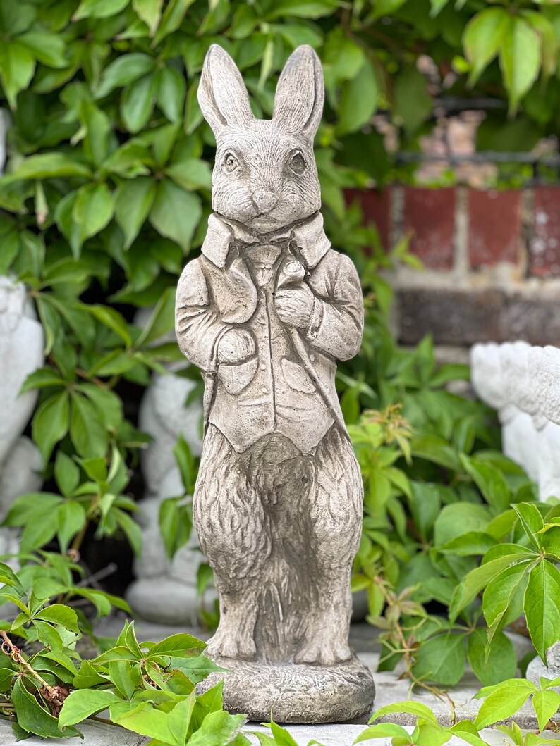 Garden Peter Rabbit Sculpture Stone Bunny Statue Concrete Hare - Etsy