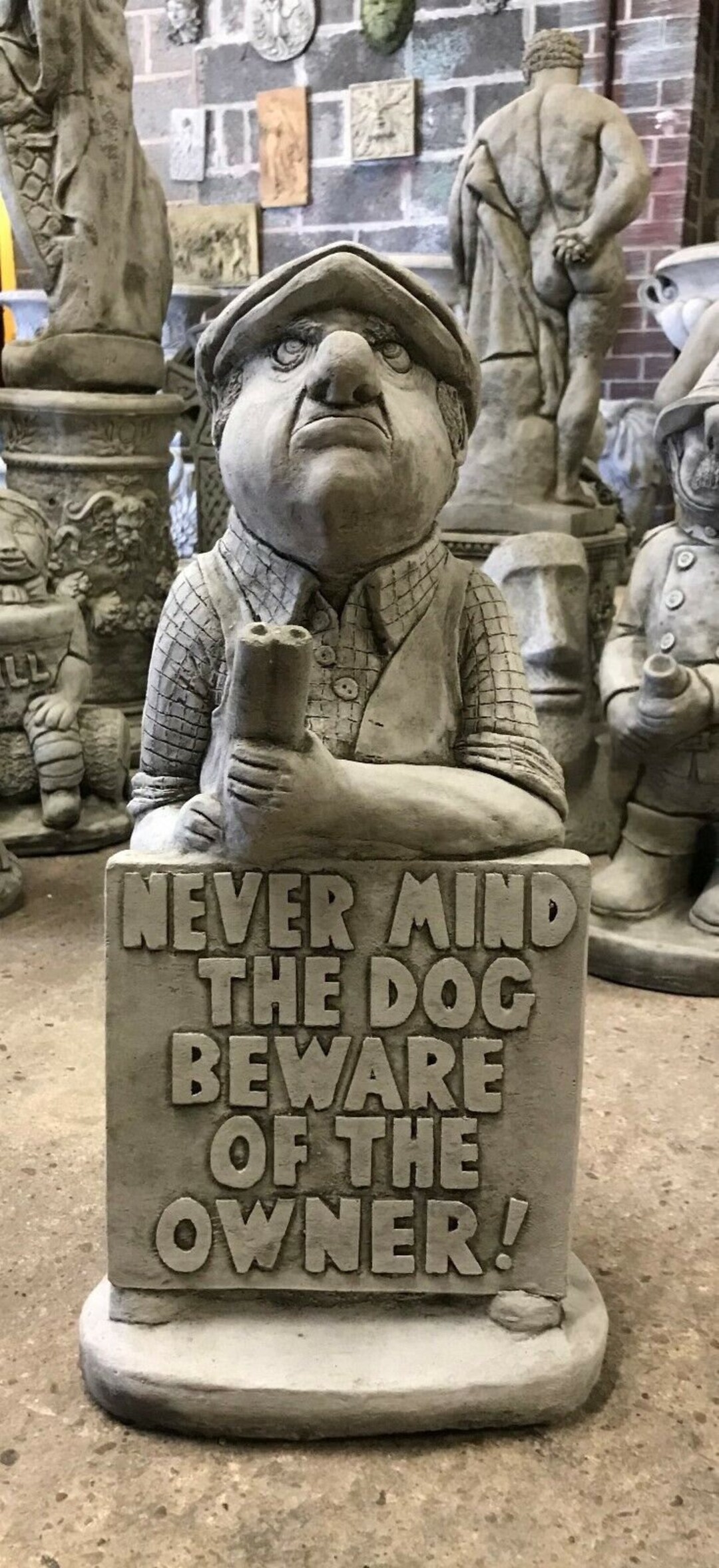 Concrete Angry Man Statue Stone Hunter Sculpture Outdoor Angry - Etsy