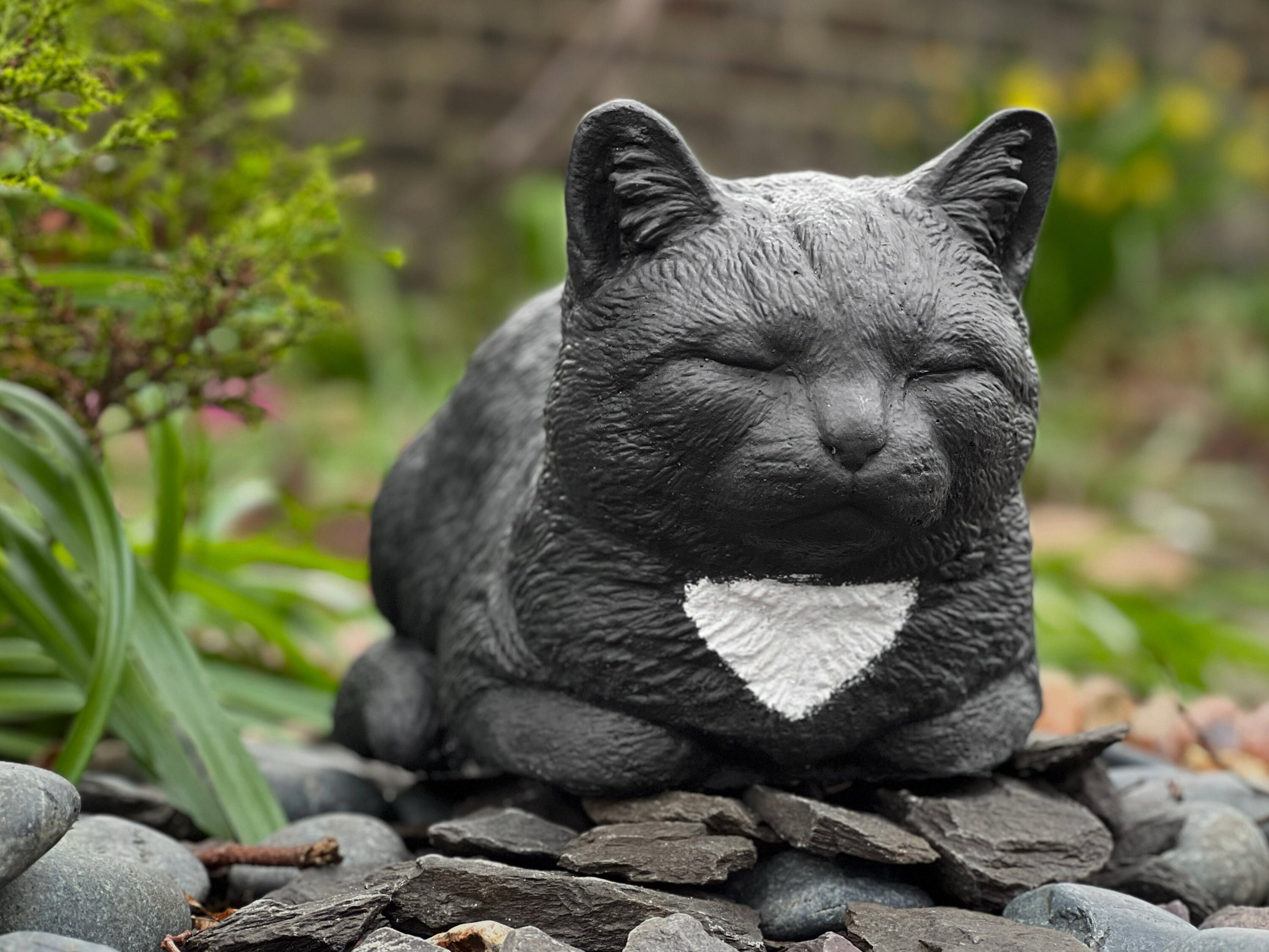 Unigue Stone Cat Statue Sleeping Cat Figure Concrete Cat Sculpture Cat ...