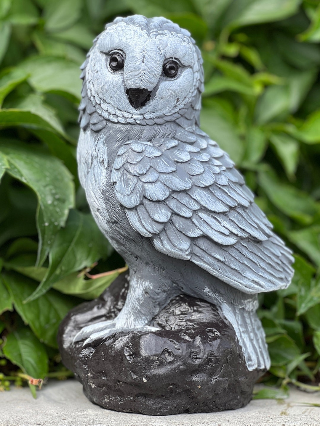 Concrete Owl Decor Outdoor Eagle Owl Figurine Cement Bird Statue Garden ...