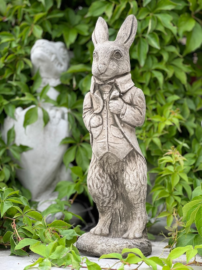 Garden Peter Rabbit Sculpture Stone Bunny Statue Concrete Hare - Etsy