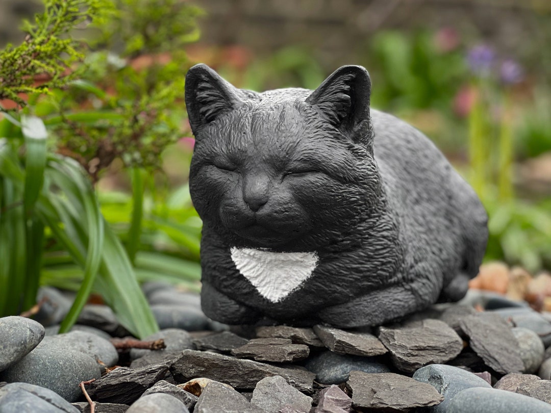 Unigue Stone Cat Statue Sleeping Cat Figure Concrete Cat Sculpture Cat ...