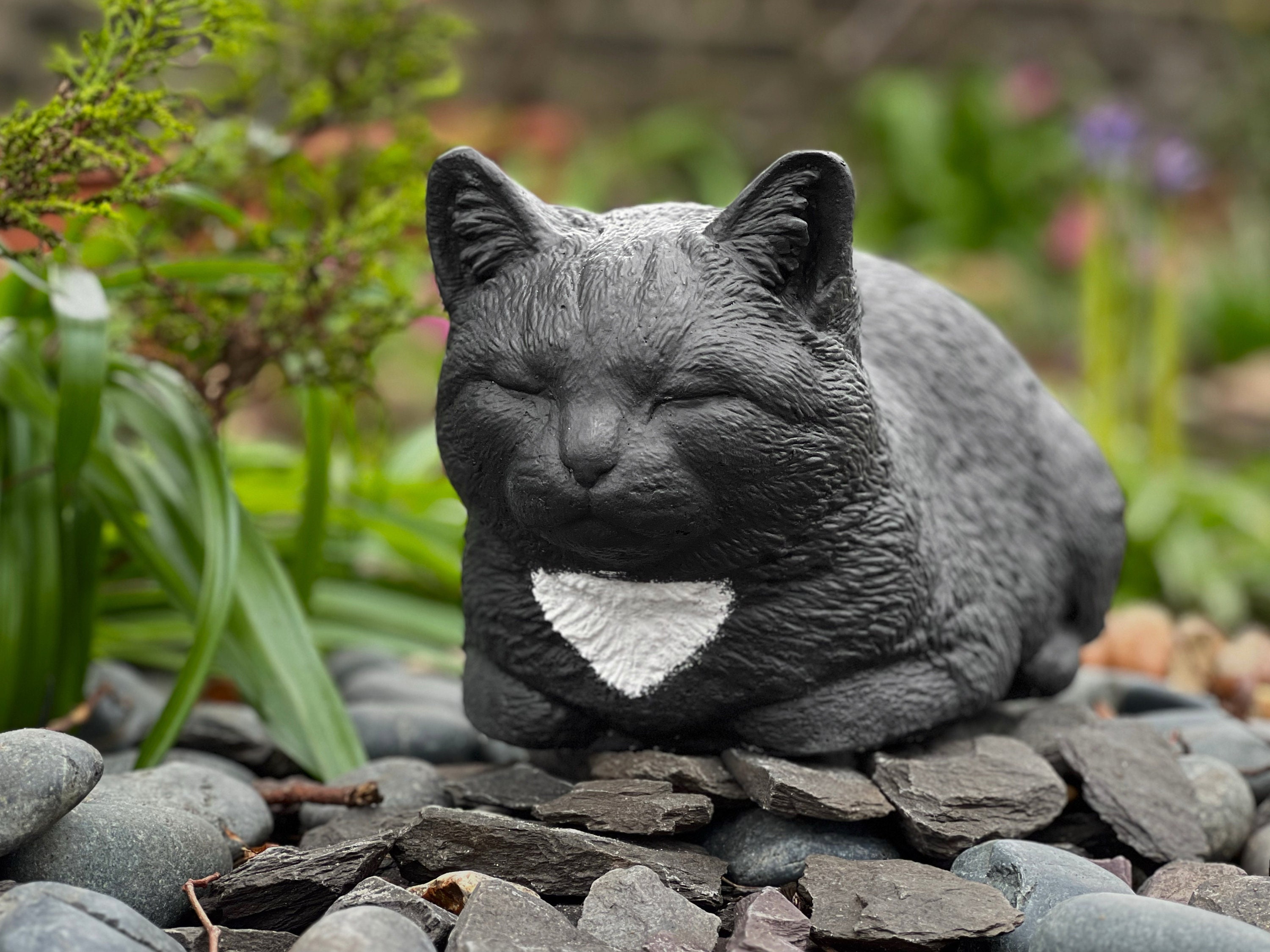 Unigue Stone Cat Statue Sleeping Cat Figure Concrete Cat Sculpture Cat ...