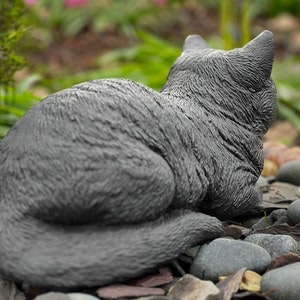 Unigue Stone Cat Statue Sleeping Cat Figure Concrete Cat Sculpture Cat ...