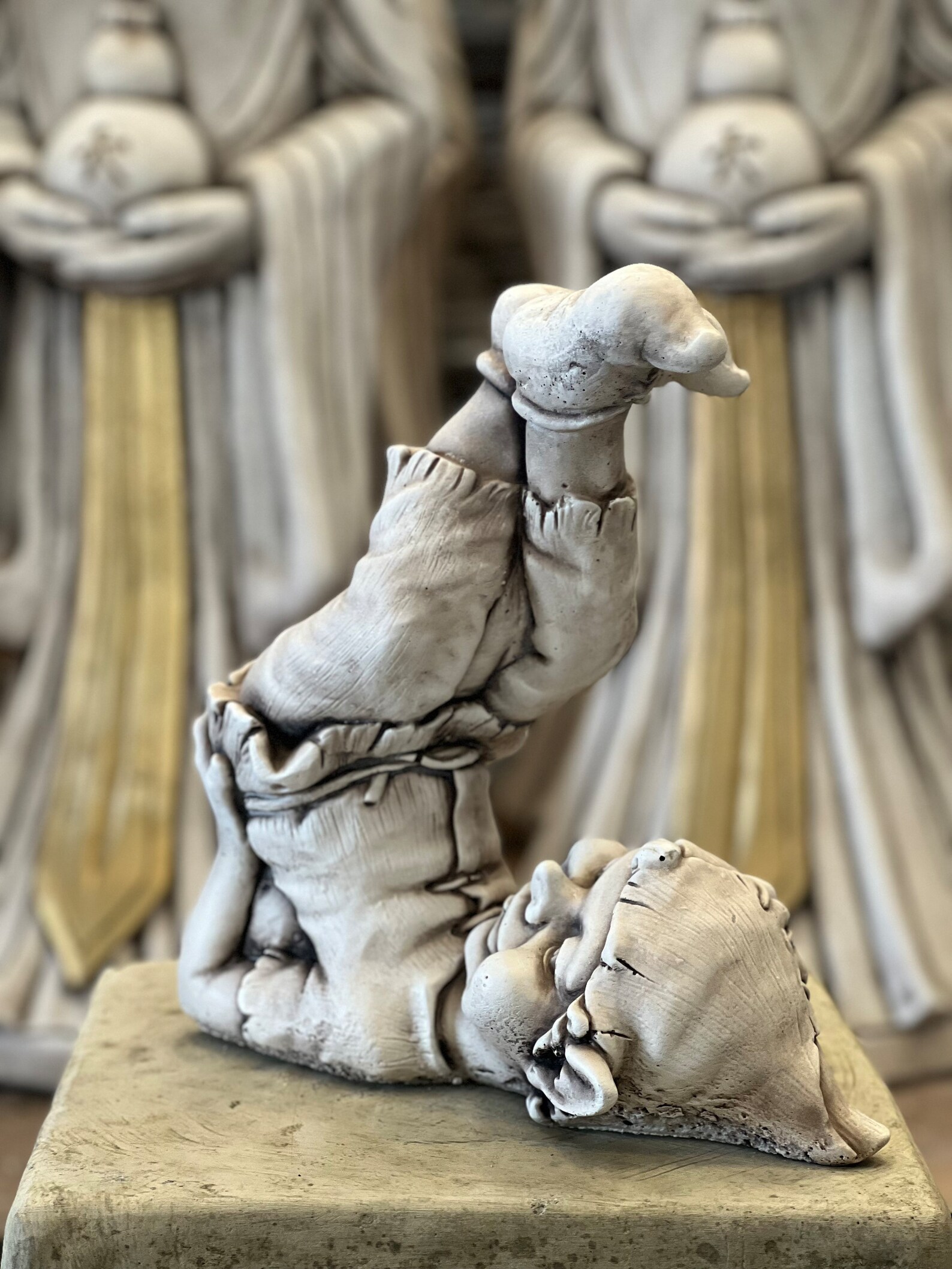 Concrete Playful Gnome Statue Funny Outdoor Troll Figurine Stone ...