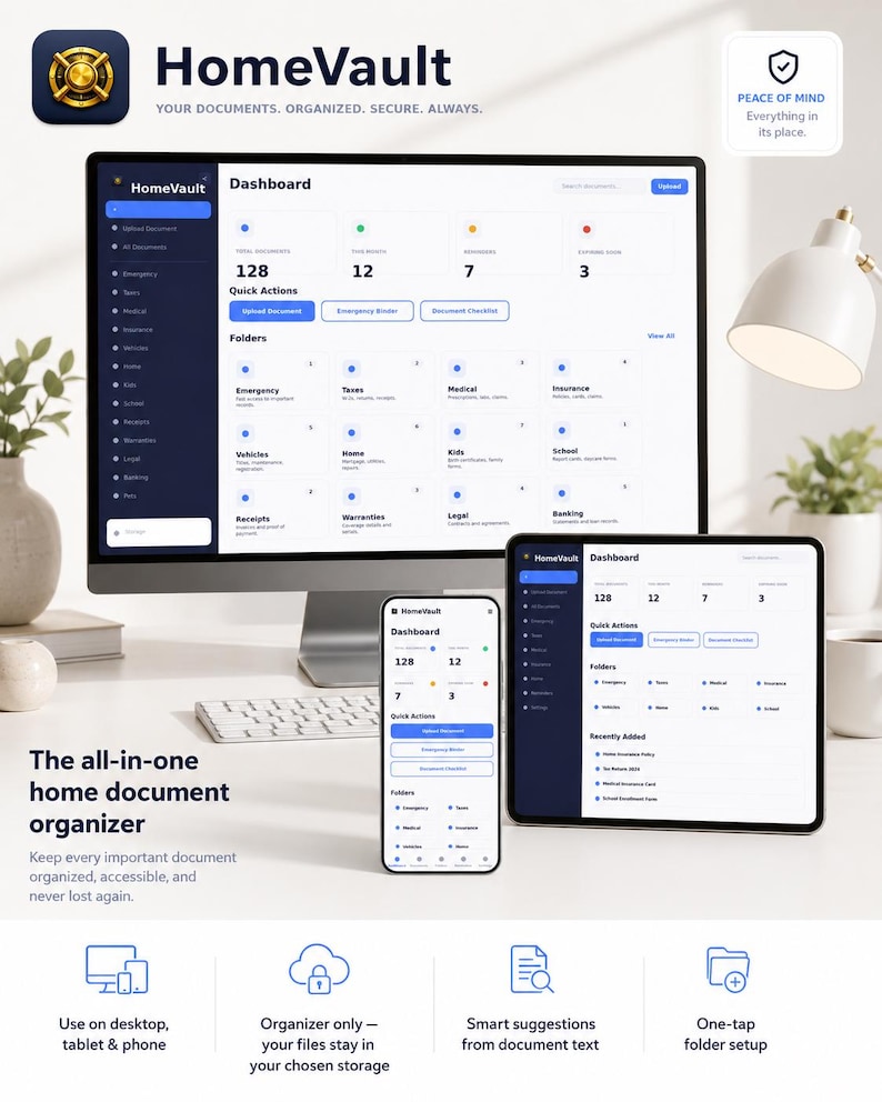 Homevault Dashboard | Digital Family Document Organizer (google Drive ...