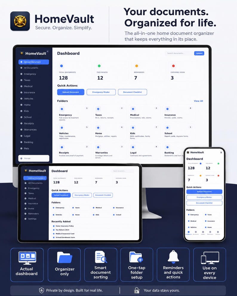 Homevault Dashboard | Digital Family Document Organizer (google Drive ...