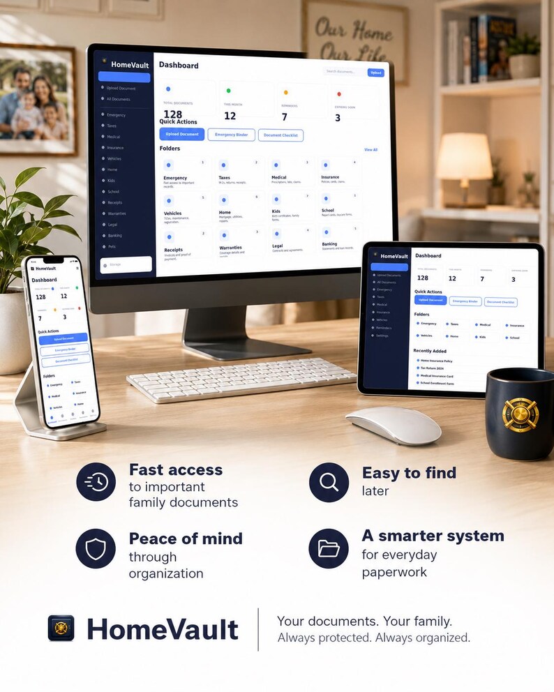 Homevault Dashboard | Digital Family Document Organizer (google Drive ...