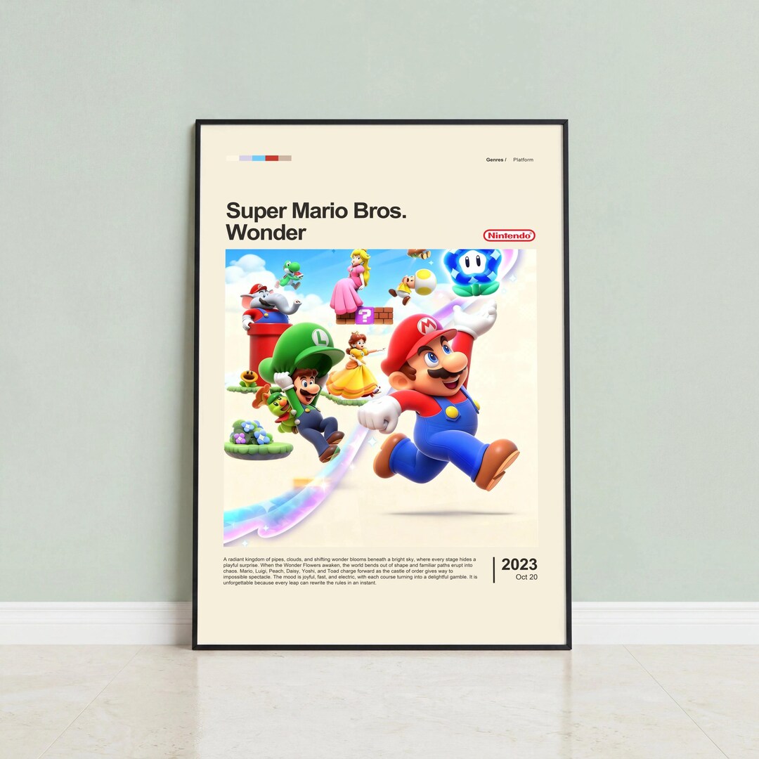 Super Mario Bros. Wonder Poster, Mario Cartoon Wall Art, Gaming Room ...