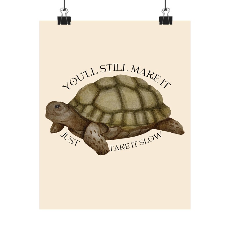 Motivational Poster, Inspirational Wall Art, Cute Turtle Decor ...