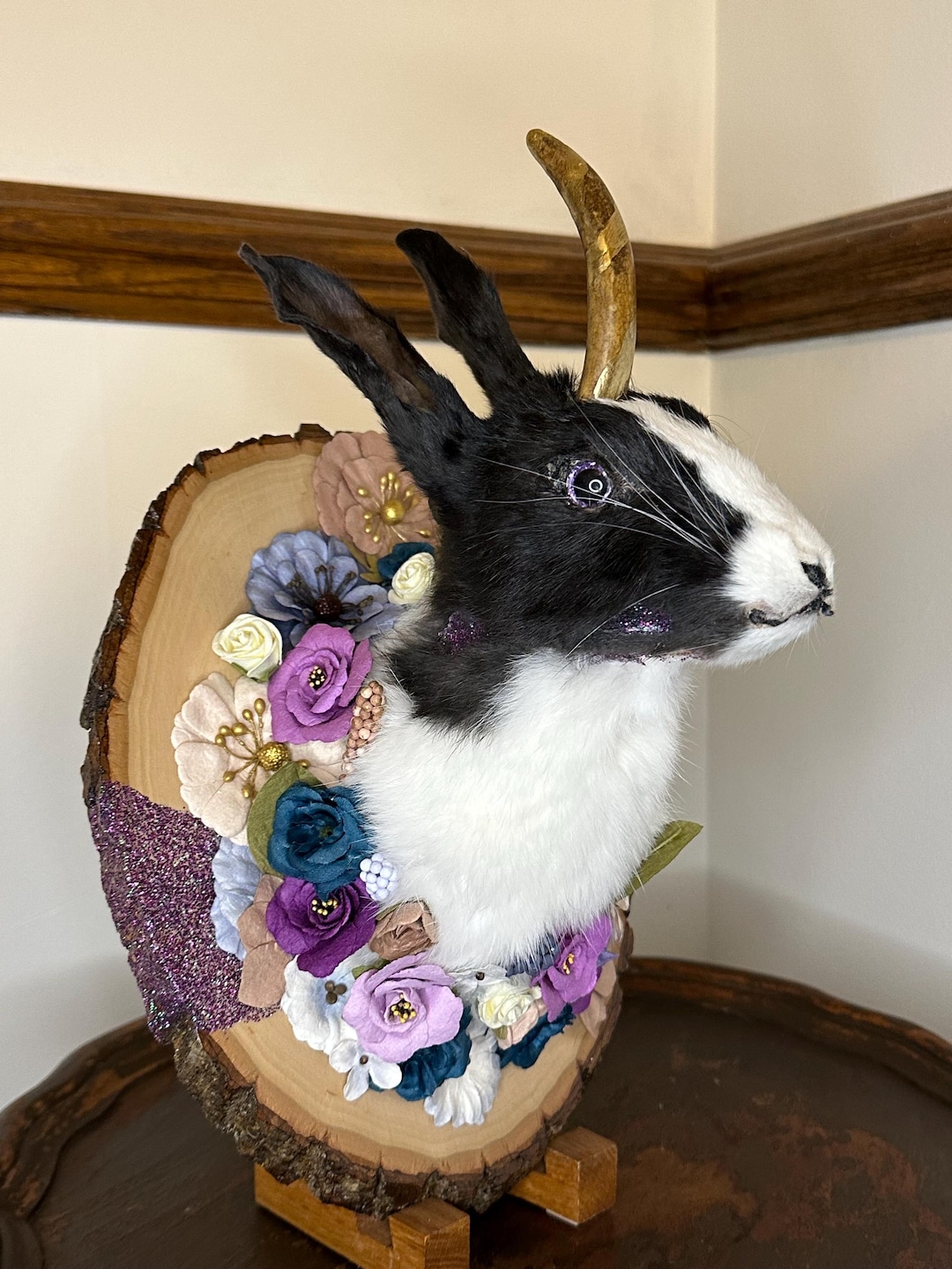 Unilope With Flowers and Glitter (jackalope) - Etsy