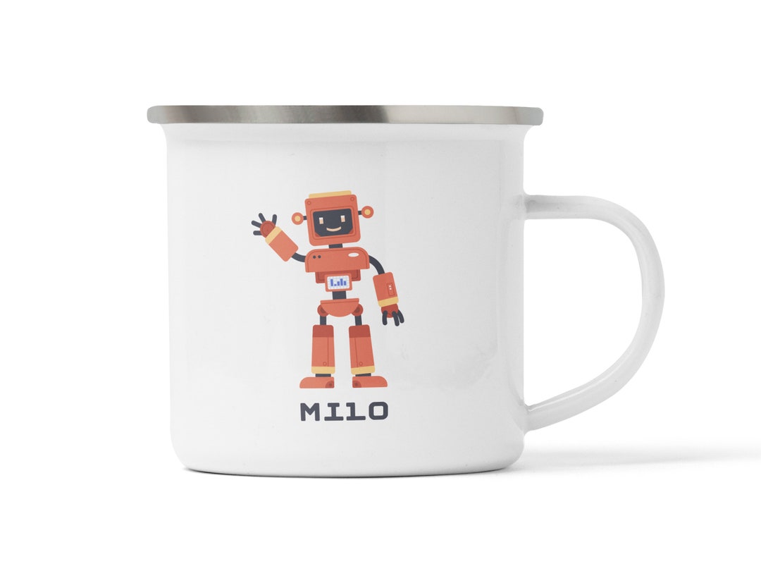 Personalized Mug With Robot for Children, Enamel, Melanin, Shatterproof ...