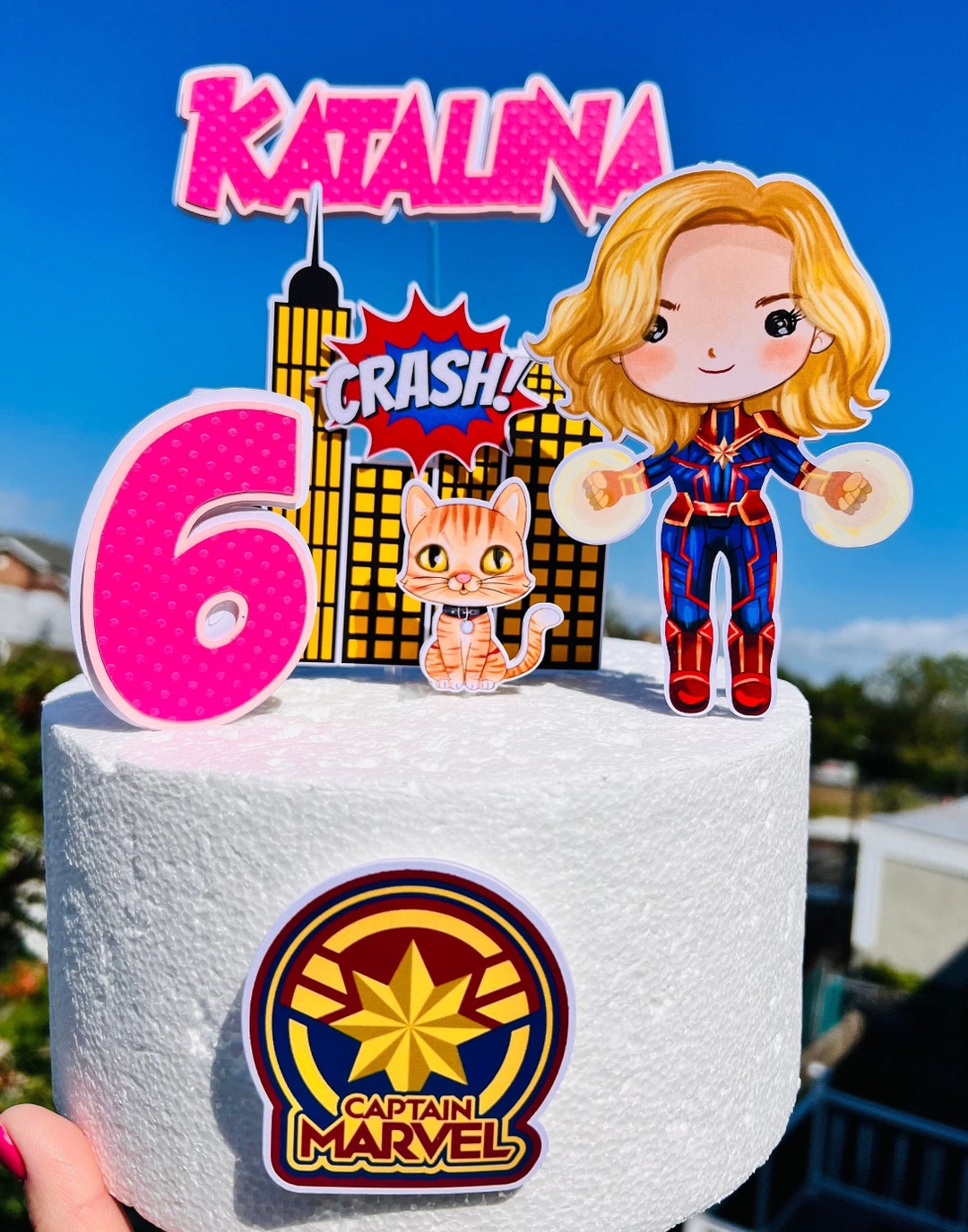Personalized Birthday Cake Topper, Capitain Marvel Cake Decor, Capitain ...