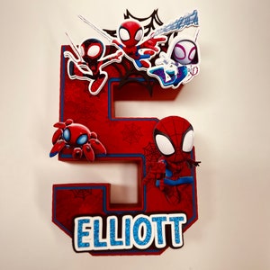 Spidey and His Amazing Friends 3D 7 Letters or Numbers Spidey Party ...