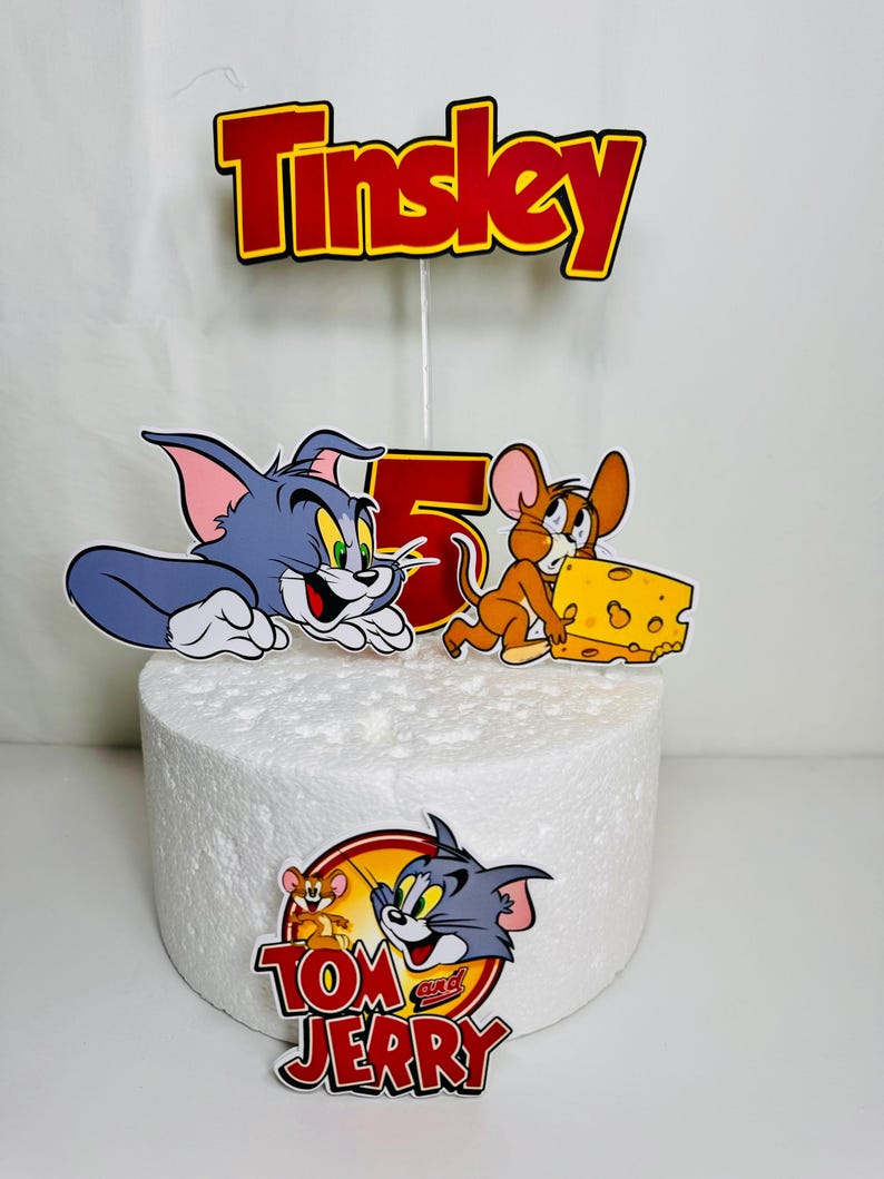 Tom and Jerry Cake Topper, Tom and Jerry Theme, Cartoon Cat Tom and ...