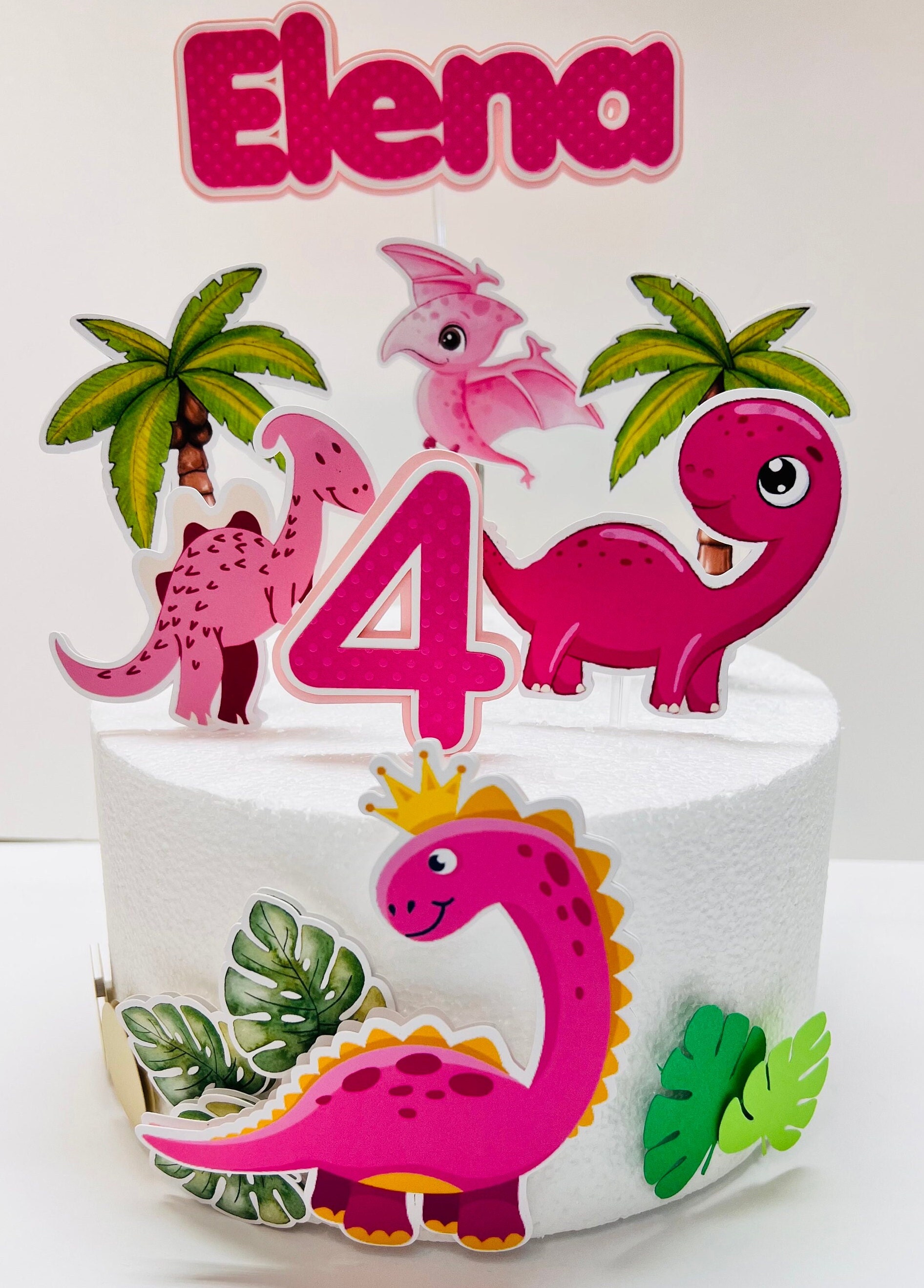 Topper Dinosaur Cake Topper Dinosaur Birthday Pink - Etsy