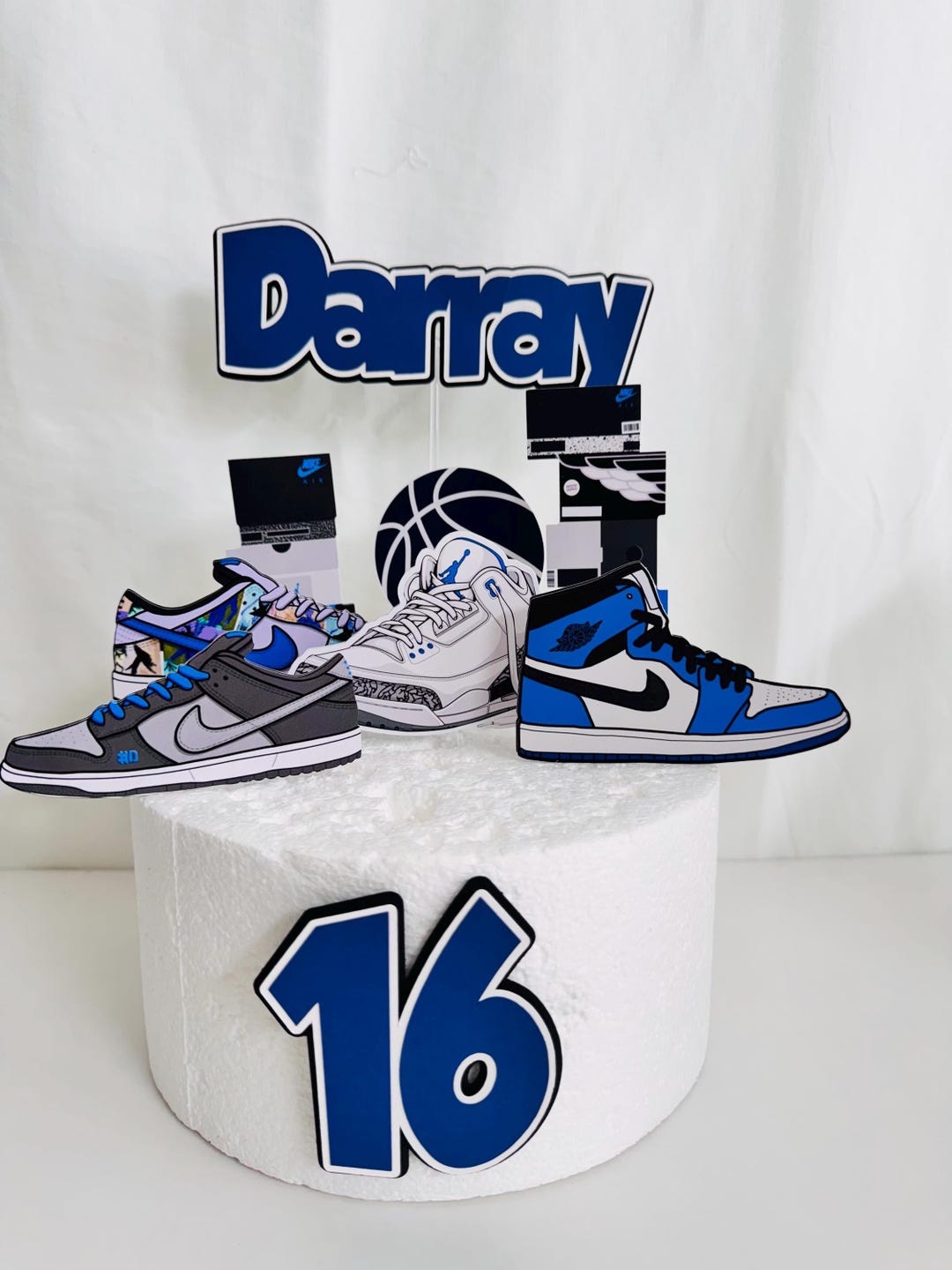 Inspired Blue Sneaker Personalized Cake Topper, Custom Cake Topper ...