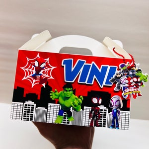 Favor Box, Spidey and His Amazing Friends Birthday Party Gable Boxes ...