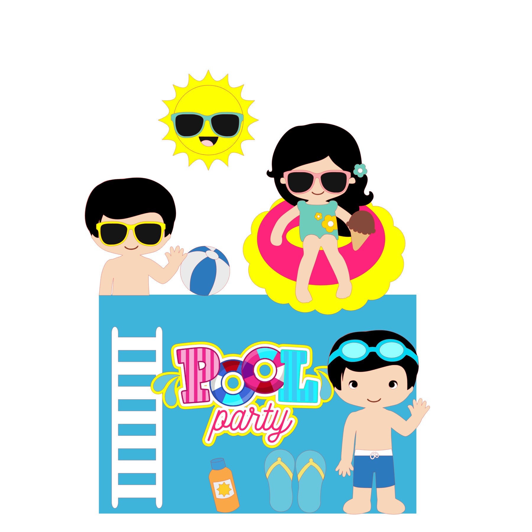 Pool Party Cake Topper, Pool Party Birthday , Pool Party Decor, Pool ...