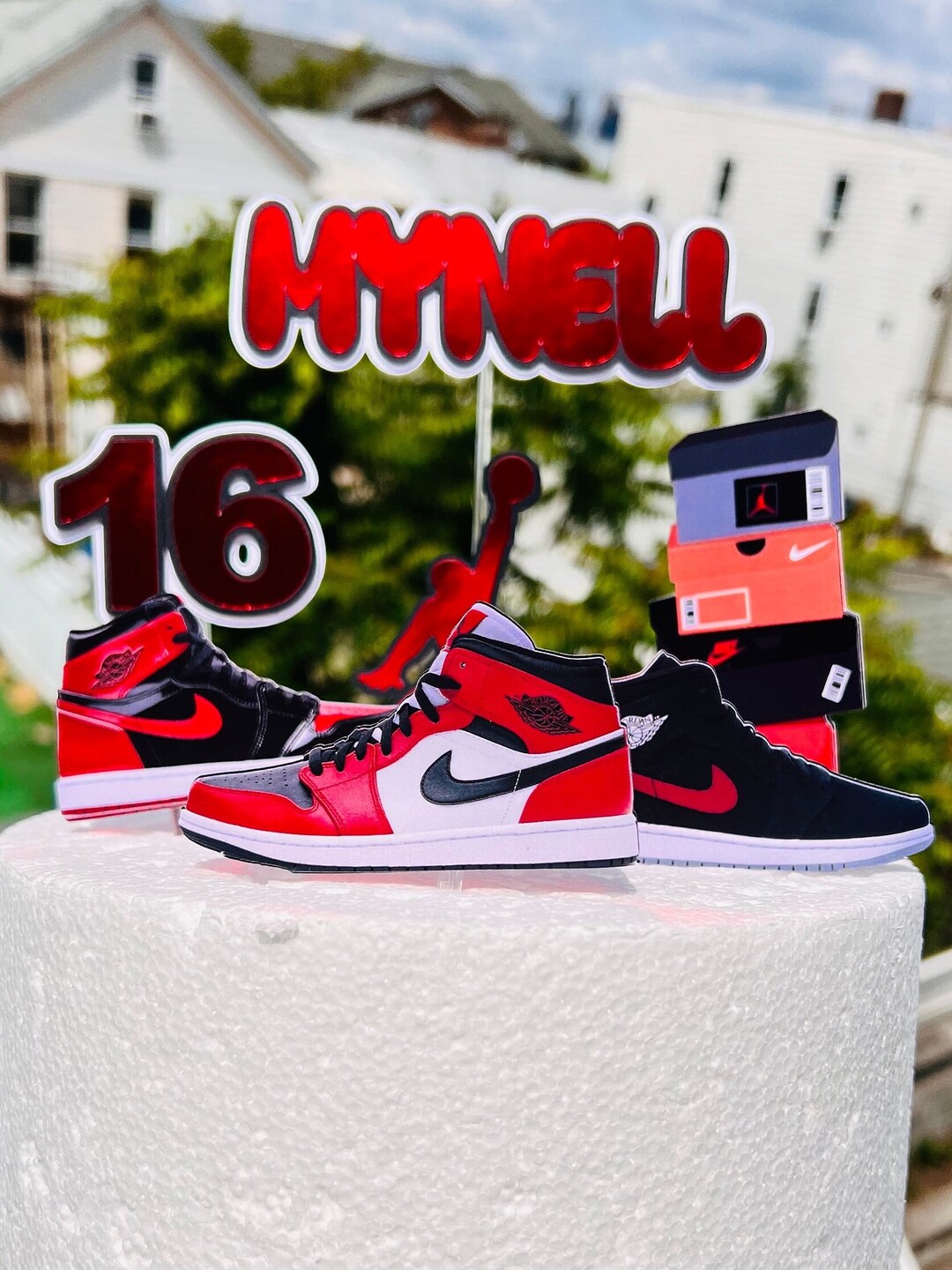 Sneaker Personalized Cake Topper, Custom Cake Topper Sneaker, Red ...