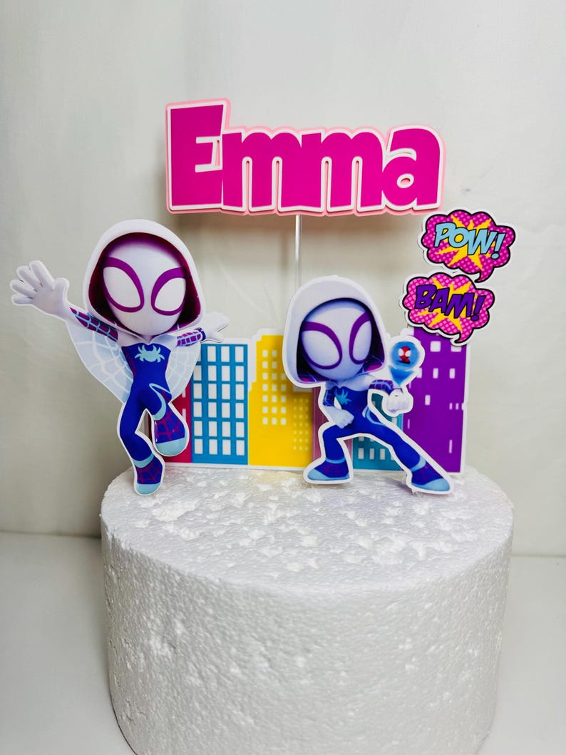 Topper de pastel Spider Gwen, tema Spider gwen, mujer araña y amigos ...