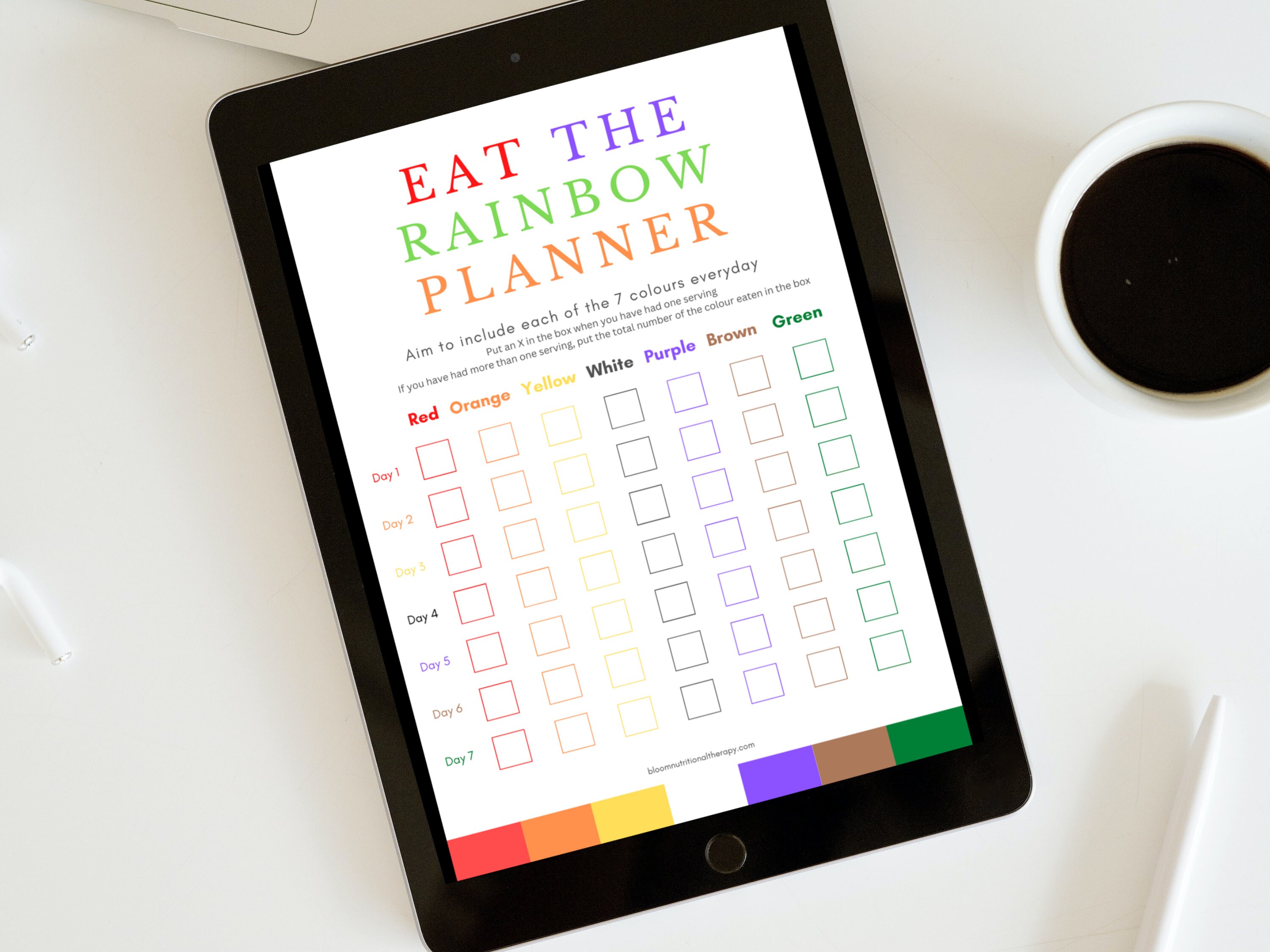 Weekly Meal Planner Printable / Eat the Rainbow Checklist & Meal Plan ...