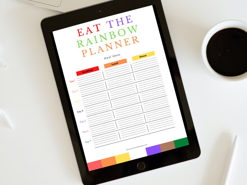 Weekly Meal Planner Printable / Eat the Rainbow Checklist & Meal Plan ...