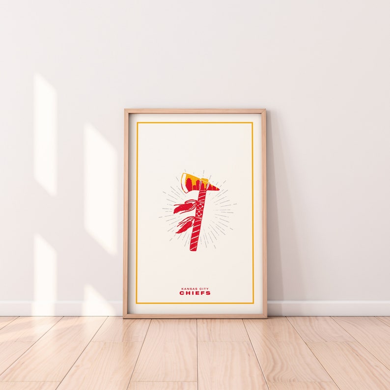Minimalist Kansas City Chiefs Art, Modern Wall Art Decor, Kansas City ...
