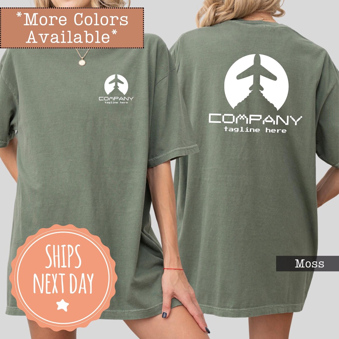 Personalized Company Logo T-shirt - Matching Custom Text Tee - Back and ...