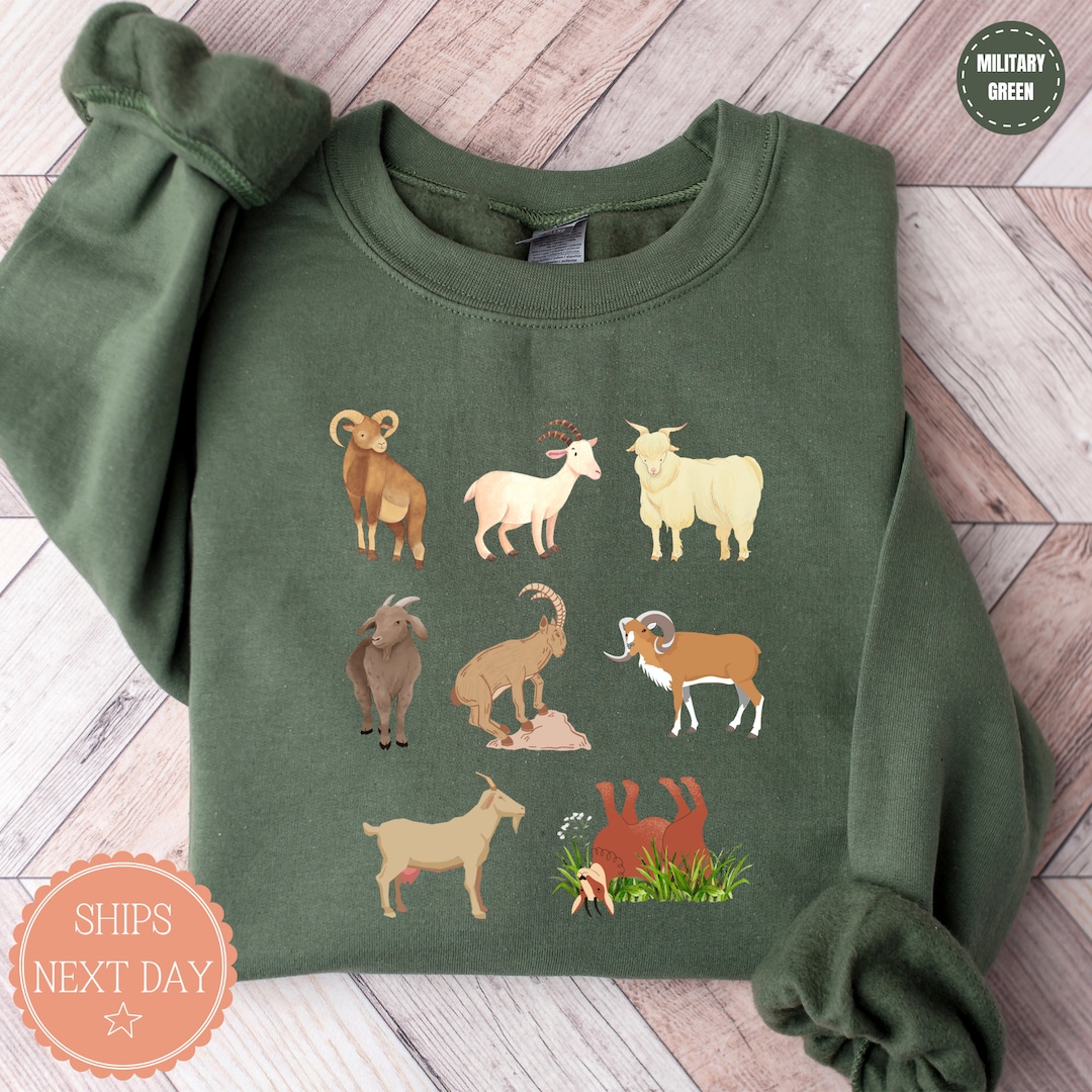 Goats Sweatshirt Goat Lover Hoodie Cute Goat Crewneck Farm Animal ...
