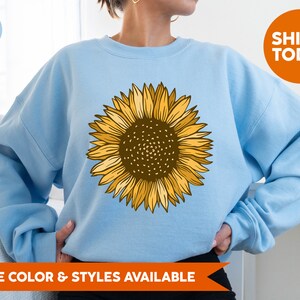 Sunflower Sweatshirt Botanical Hoodie Floral Sweater Sunflower Gifts ...