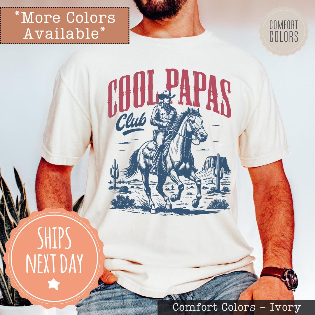 Comfort Colors® Funny Papa T-shirt: Cool Papas Club Shirt, Cowboy Tee ...