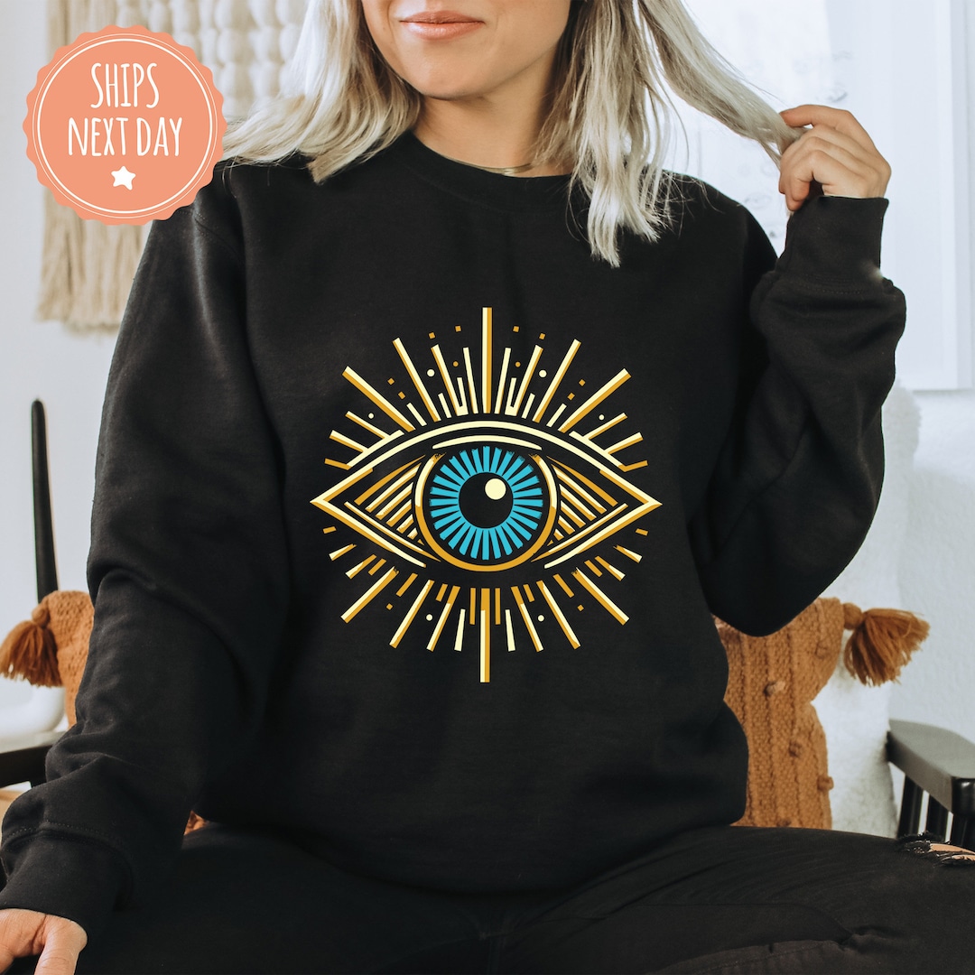 Evil Eye Sweatshirt - Turkish Evil Eye Crewneck - Santorini Souvenir ...