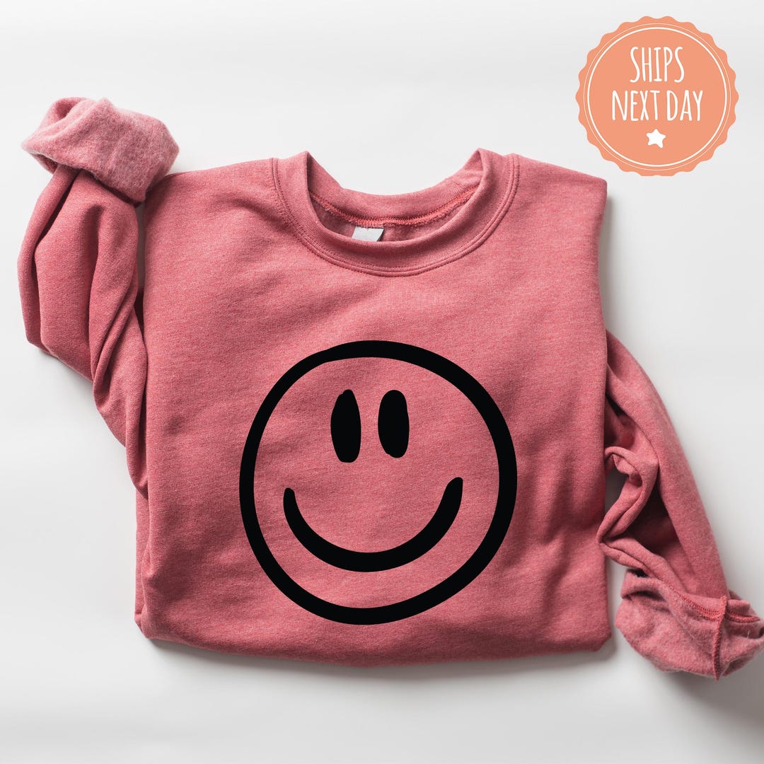 Happy Face Sweatshirt - Smile Crewneck - Happy Hoodie - Fun Sweater ...