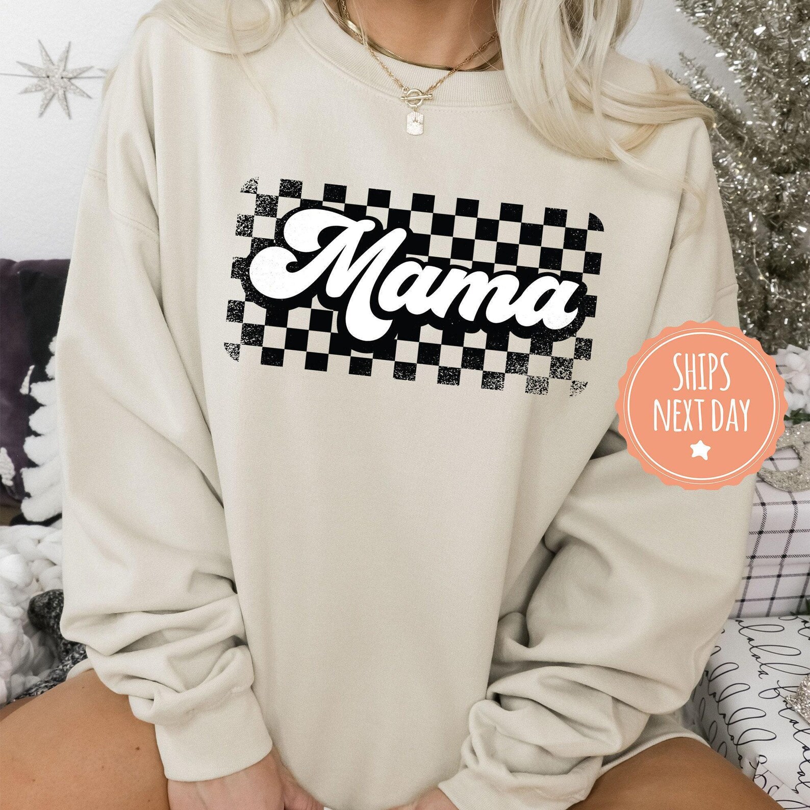 Checkered Mama Sweatshirt - Retro Mama Hoodie - Mother’s Day Gift - Mom ...
