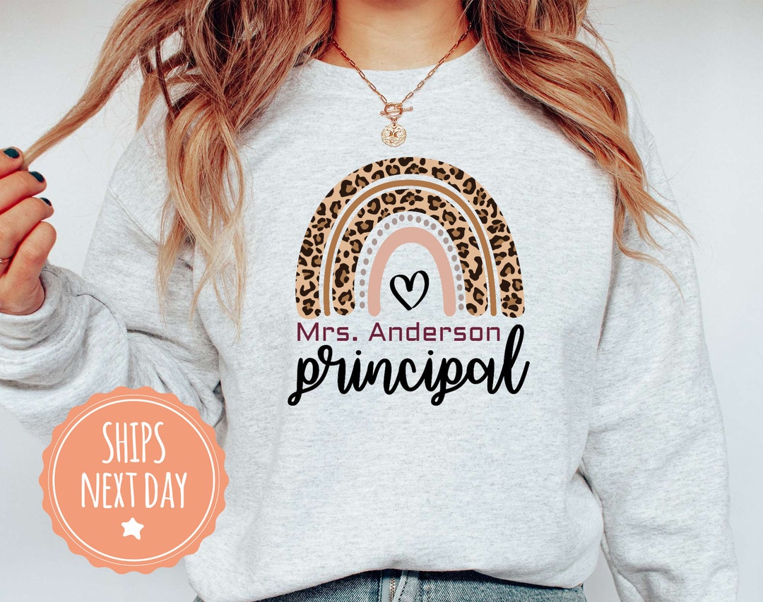 Personalized Principal Sweatshirt Principal Rainbow Hoodie Teacher Name ...