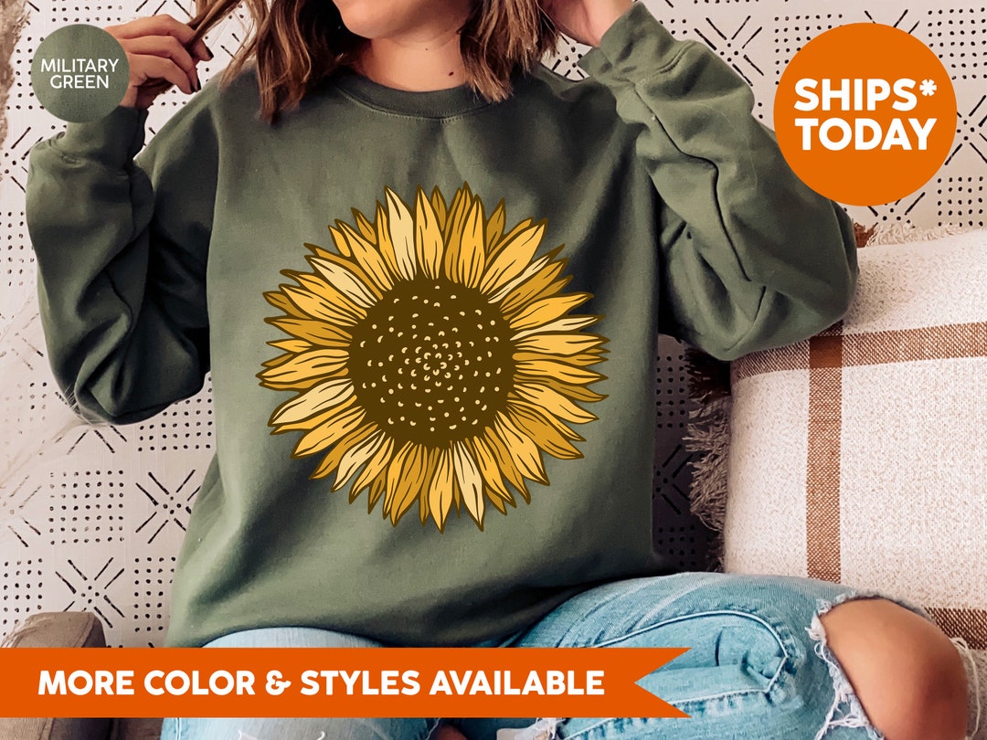 Sunflower Sweatshirt Botanical Hoodie Floral Sweater Sunflower Gifts ...