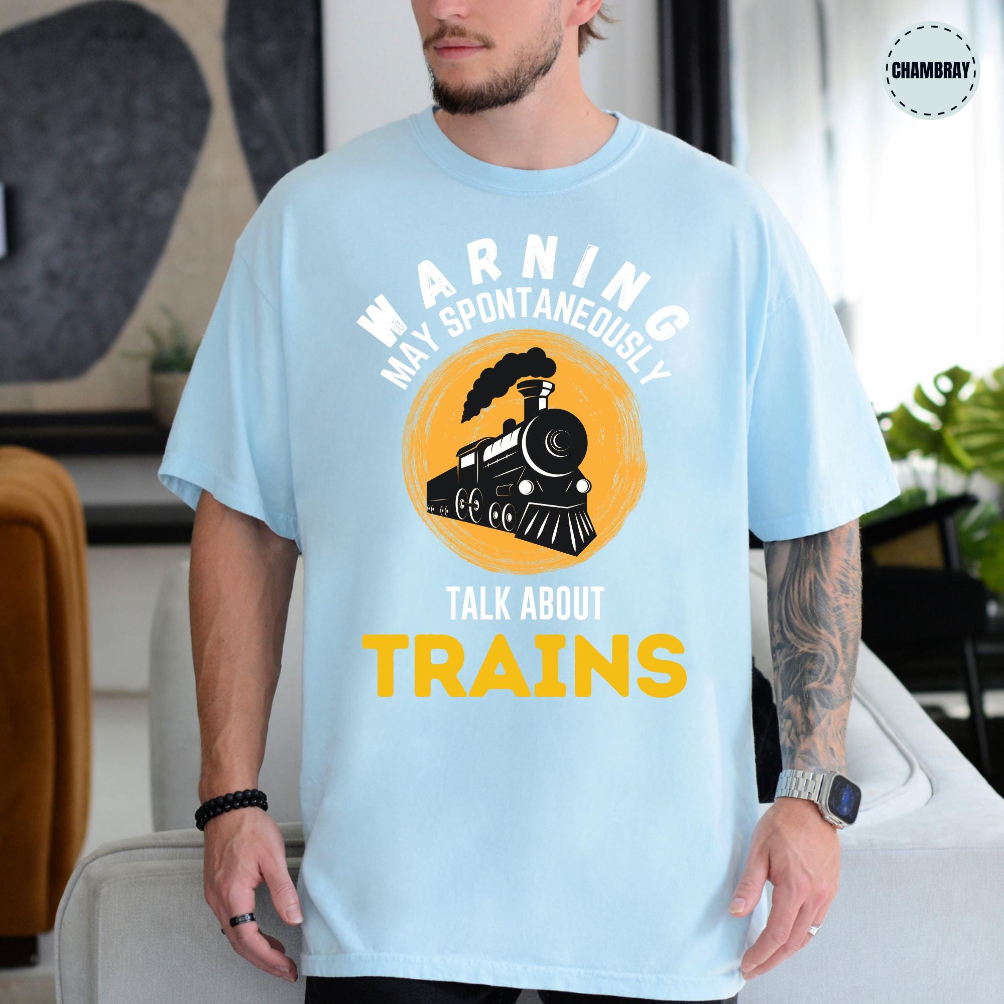 Train Talk Alert T-shirt - Railway Enthusiast Warning Label ...