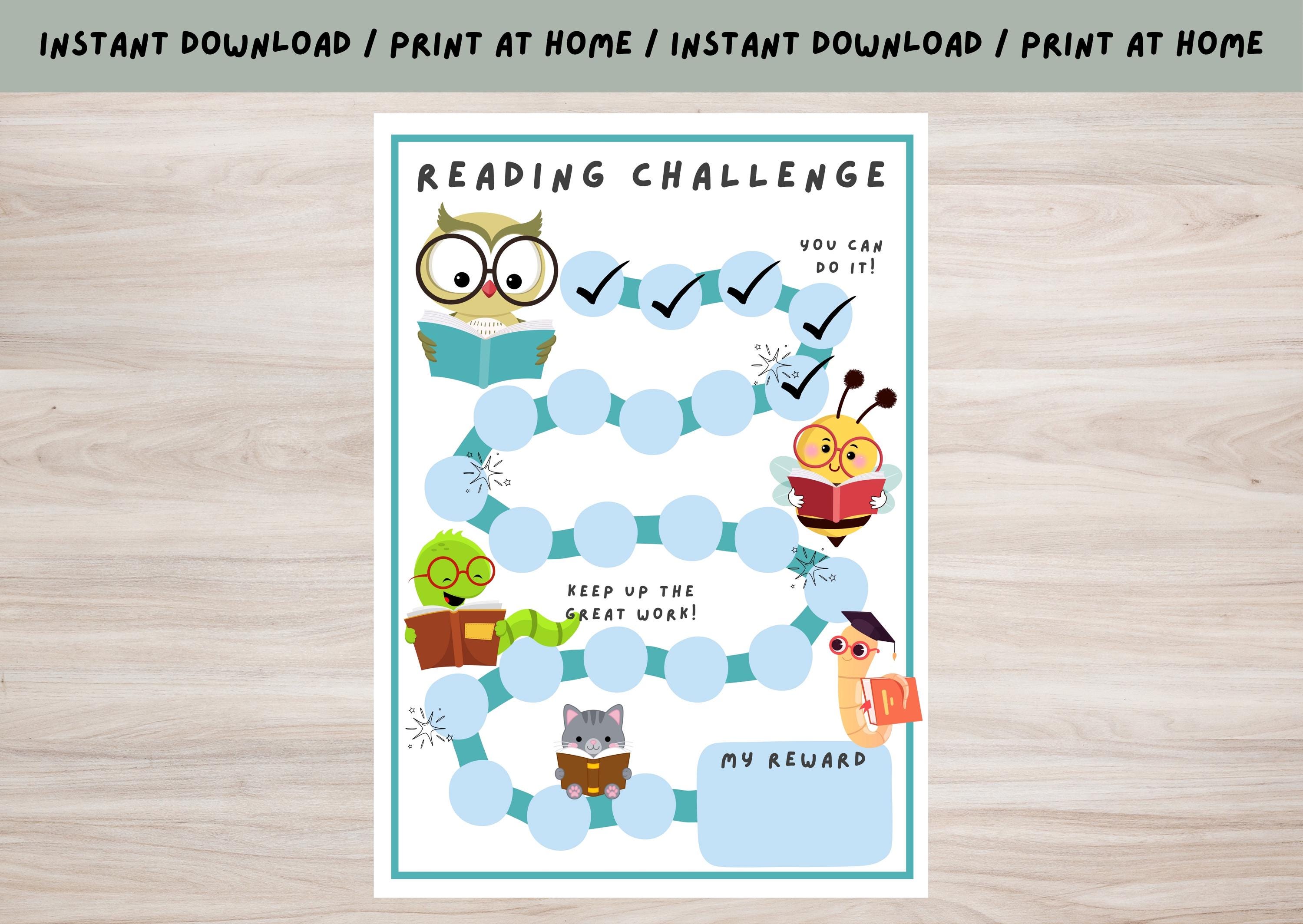 Reading Challenge Reward Chart, Chore Chart, Behaviour Chart, Digital ...