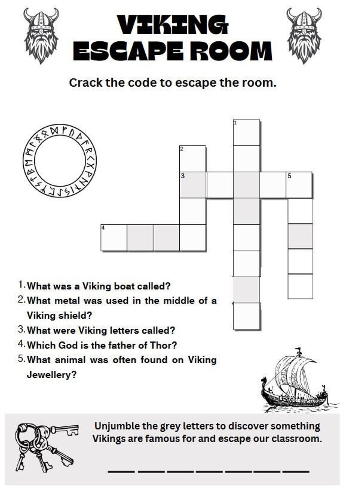 Viking Escape Room, Classroom Activity, Open Afternoon Activity ...