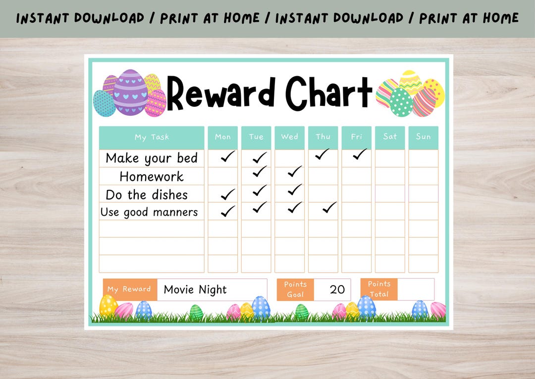 Easter Reward Chart, Chore Chart, Behaviour Chart, Digital Download ...