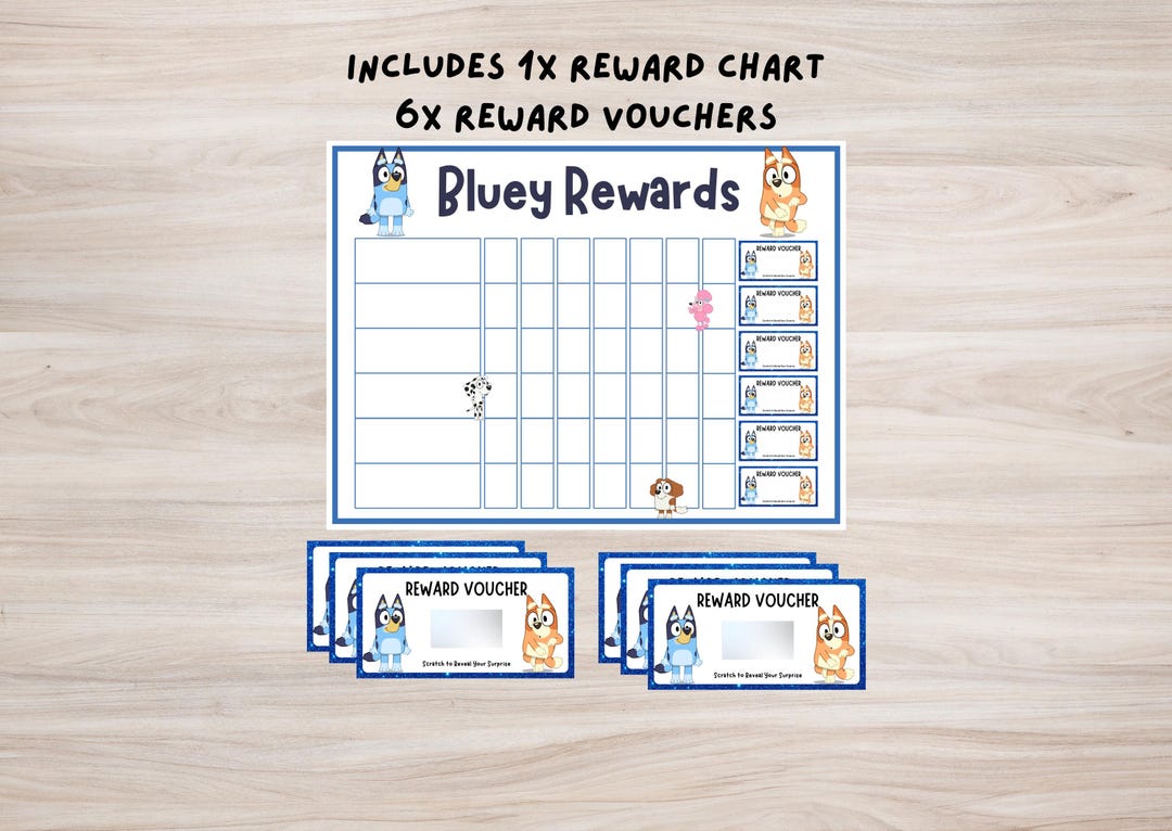 Bluey Reward Chart With Bluey Reward Vouchers for Home or School ...