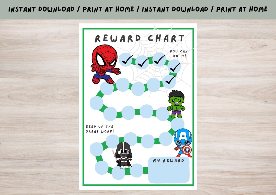 Superhero Reward Chart, Chore Chart, Behaviour Chart, Digital Download ...
