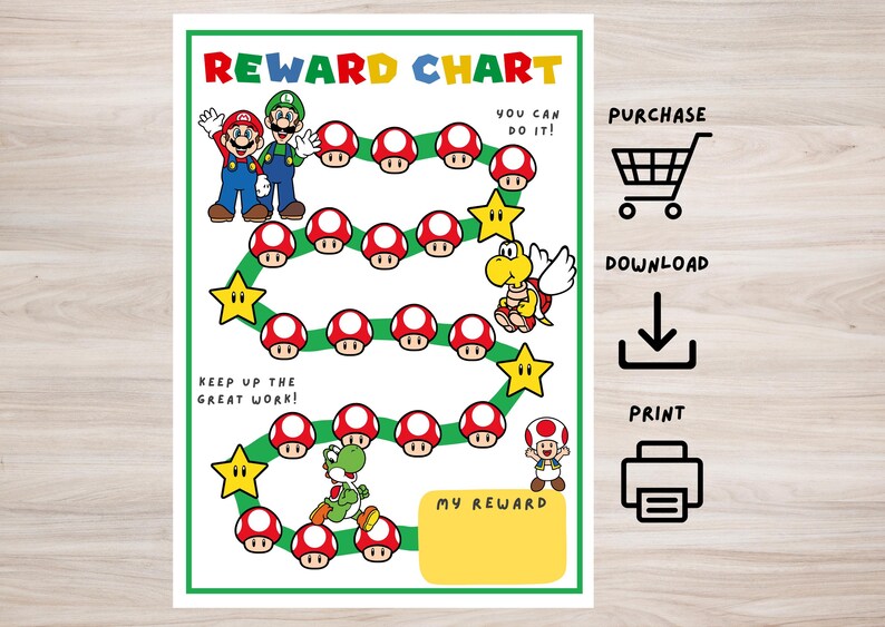 Mario Reward Chart, Chore Chart, Behaviour Chart, Digital Download ...