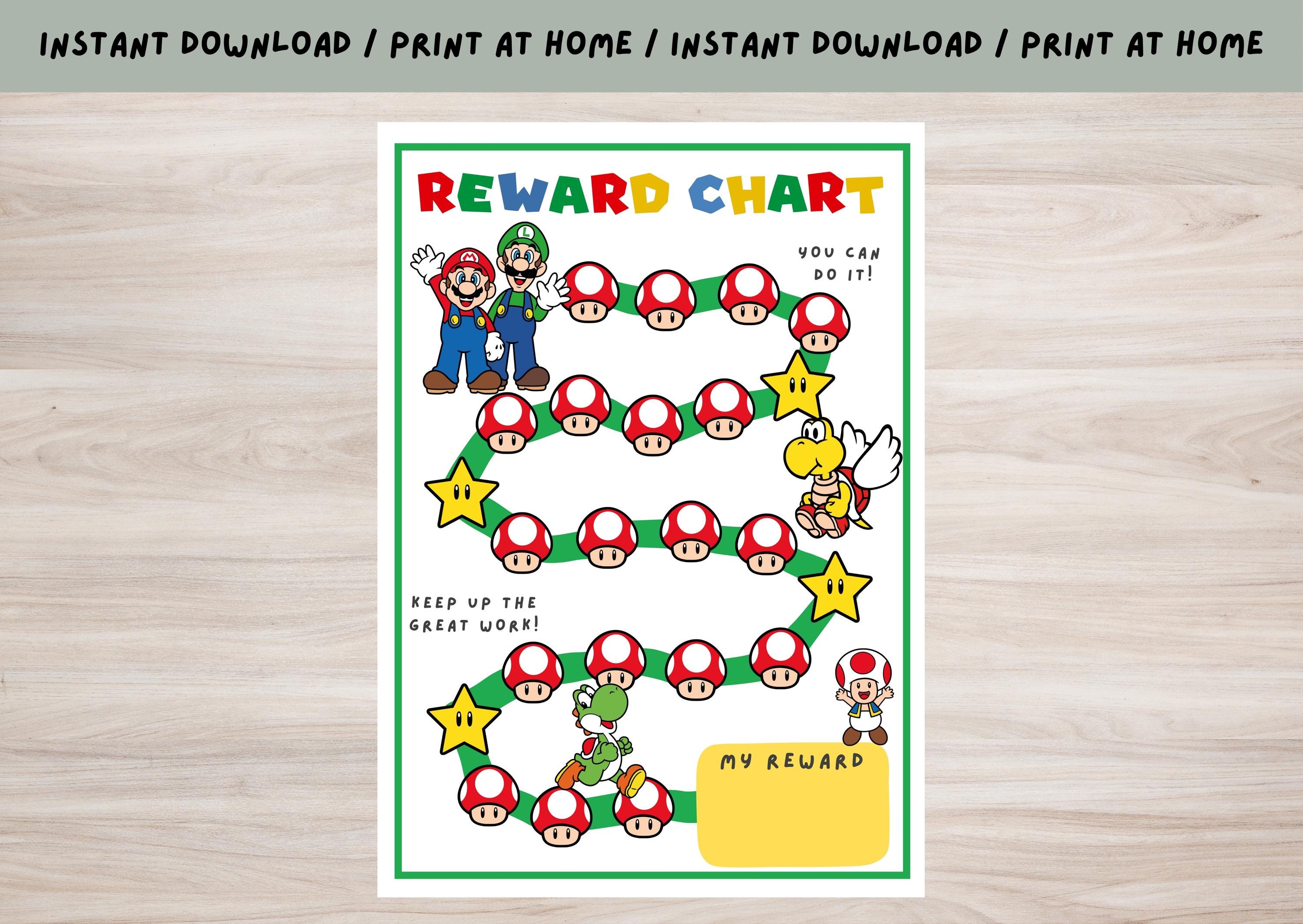 Mario Reward Chart, Chore Chart, Behaviour Chart, Digital Download ...