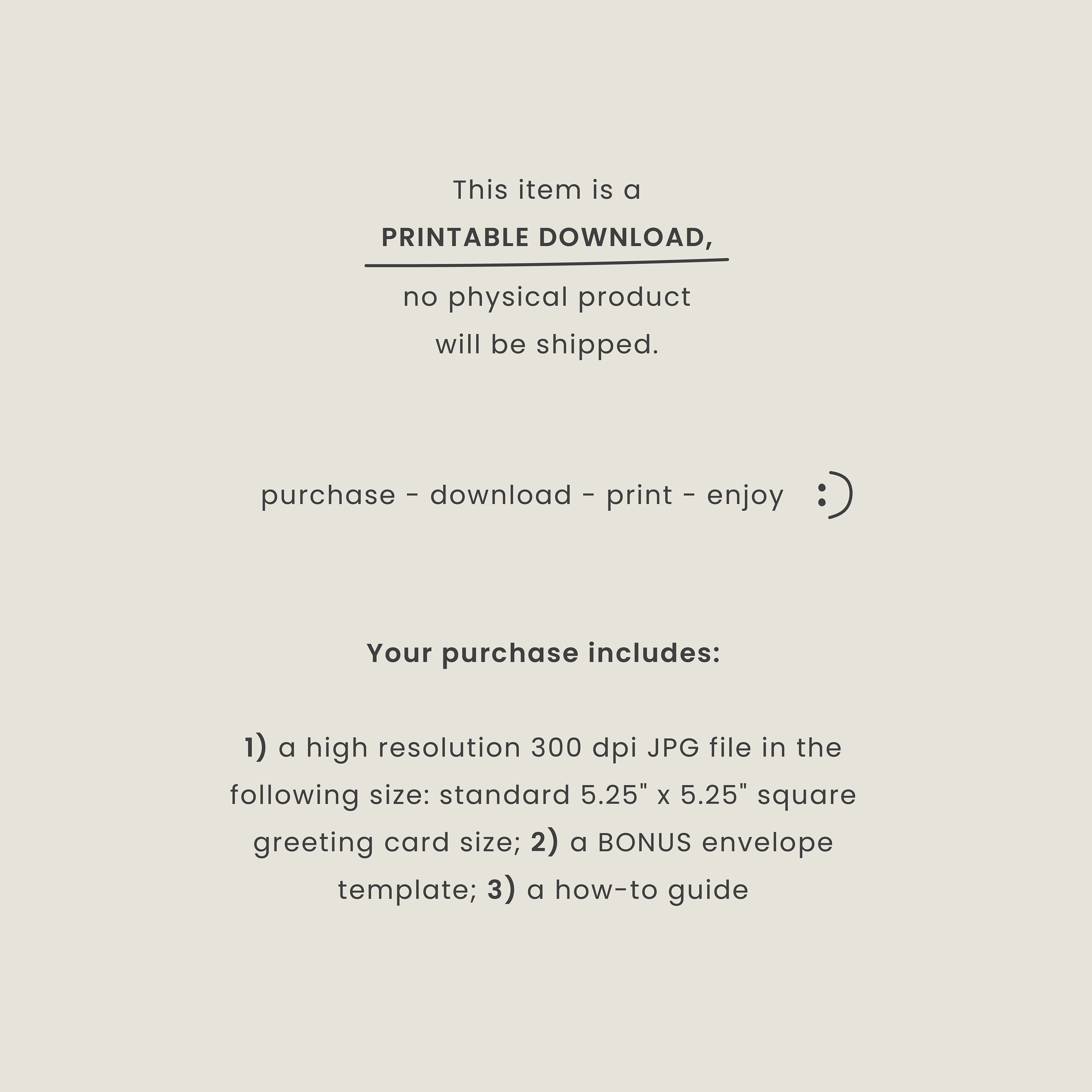 Printable Instant Download Blank Minimal DIY Square Card for Him Her ...