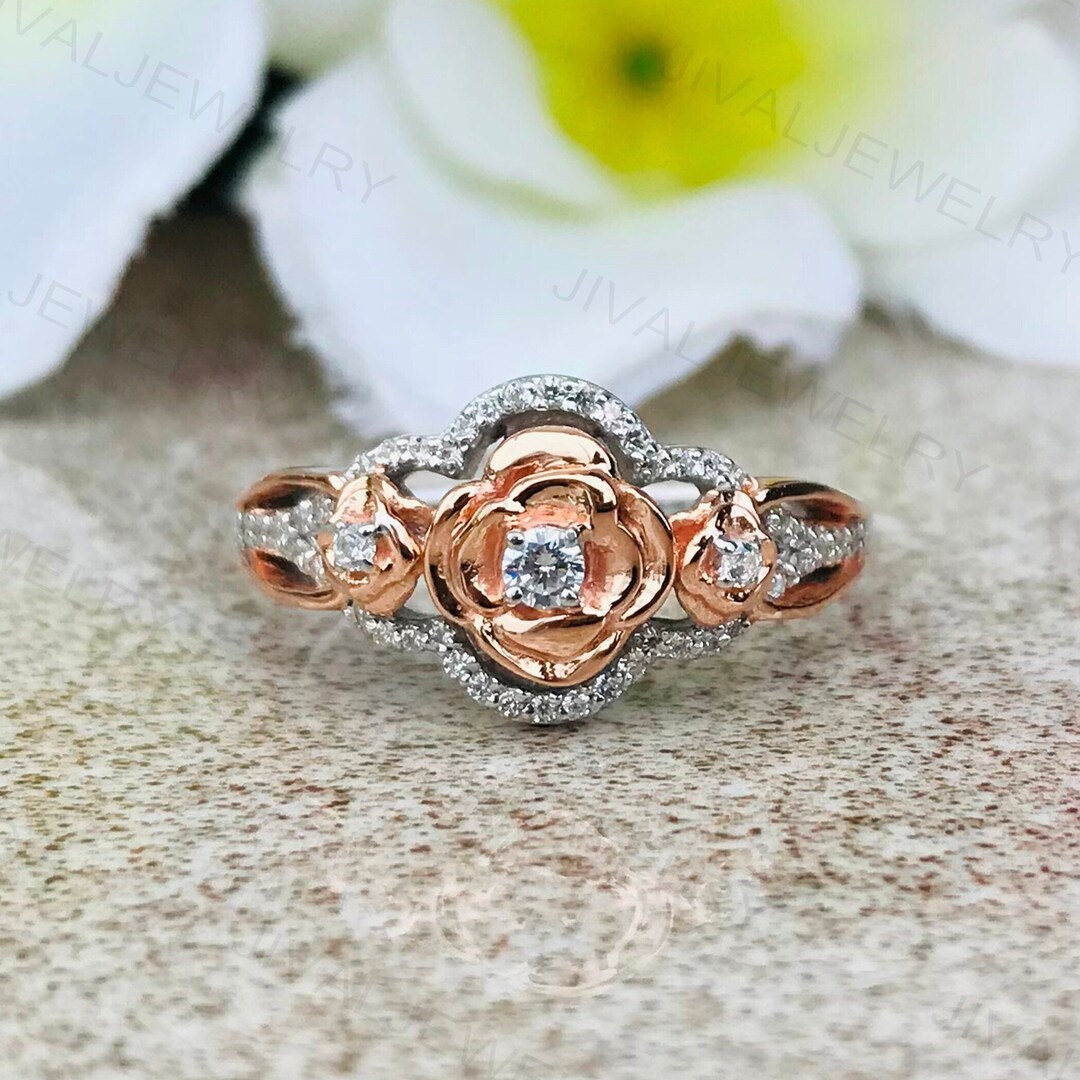 Enchanted Disney Collection Belle Rose Disney 1/4 Cttw CZ Diamond ...
